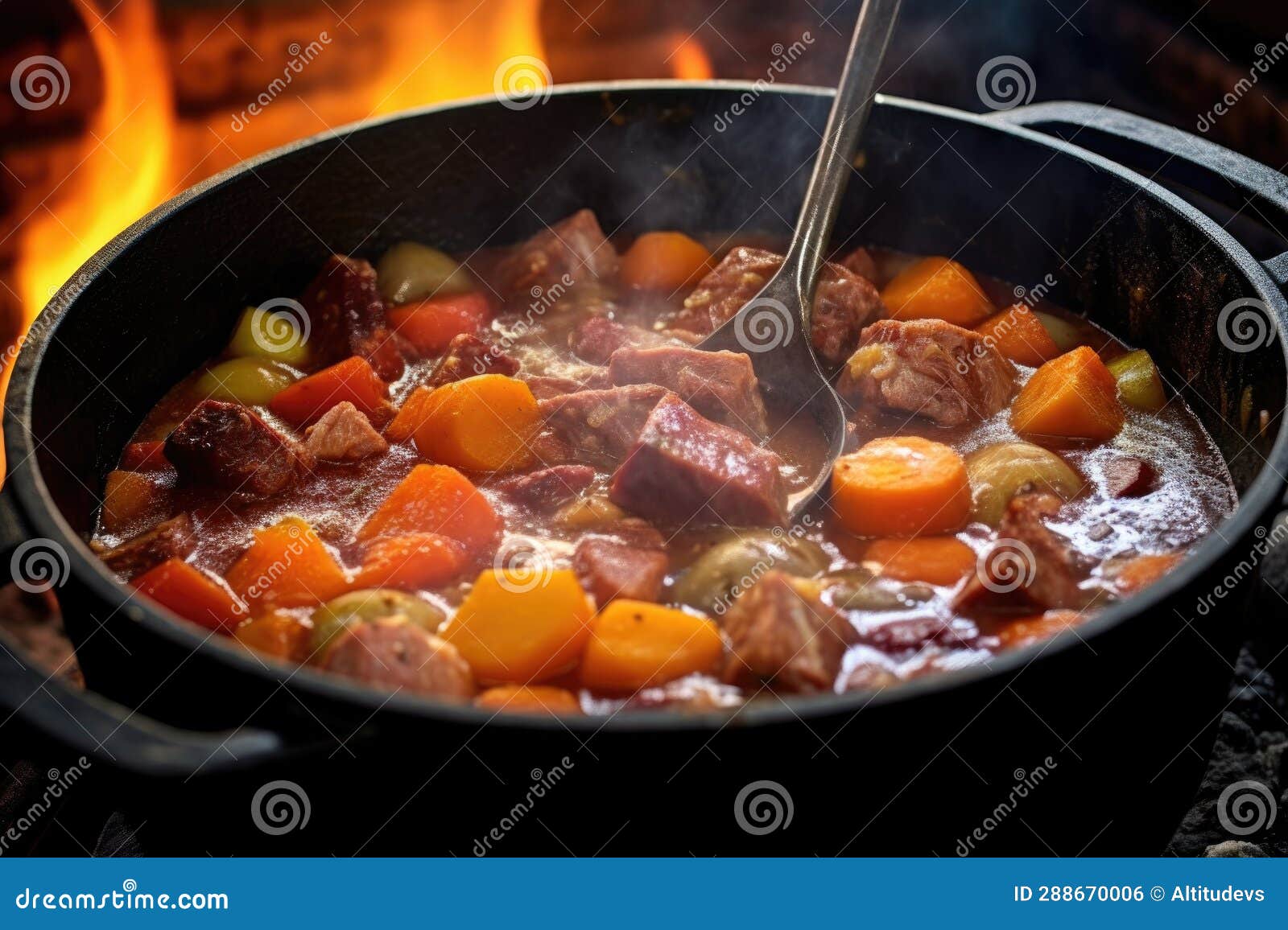 Close-up of Bubbling Stew Inside a Dutch Oven Stock Photo - Image of ...