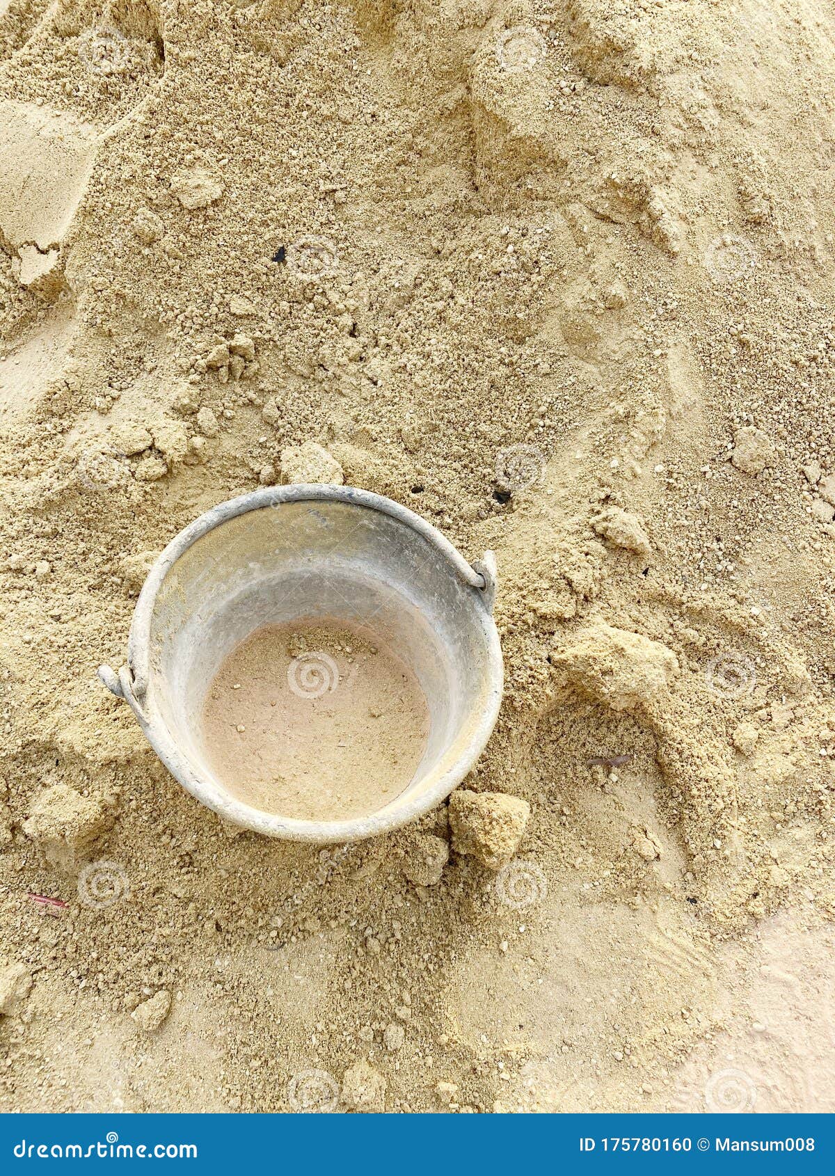 Bucket and Sand in Construction Site Stock Photo - Image of sand ...