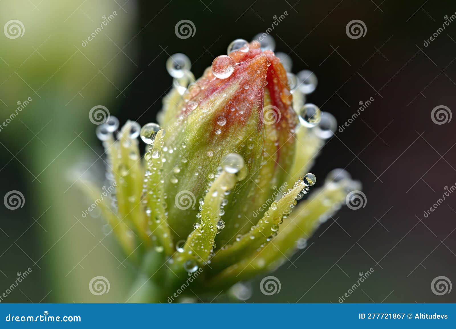 Close-up of Budding Flower, with Dewdrop on Its Petals Stock ...
