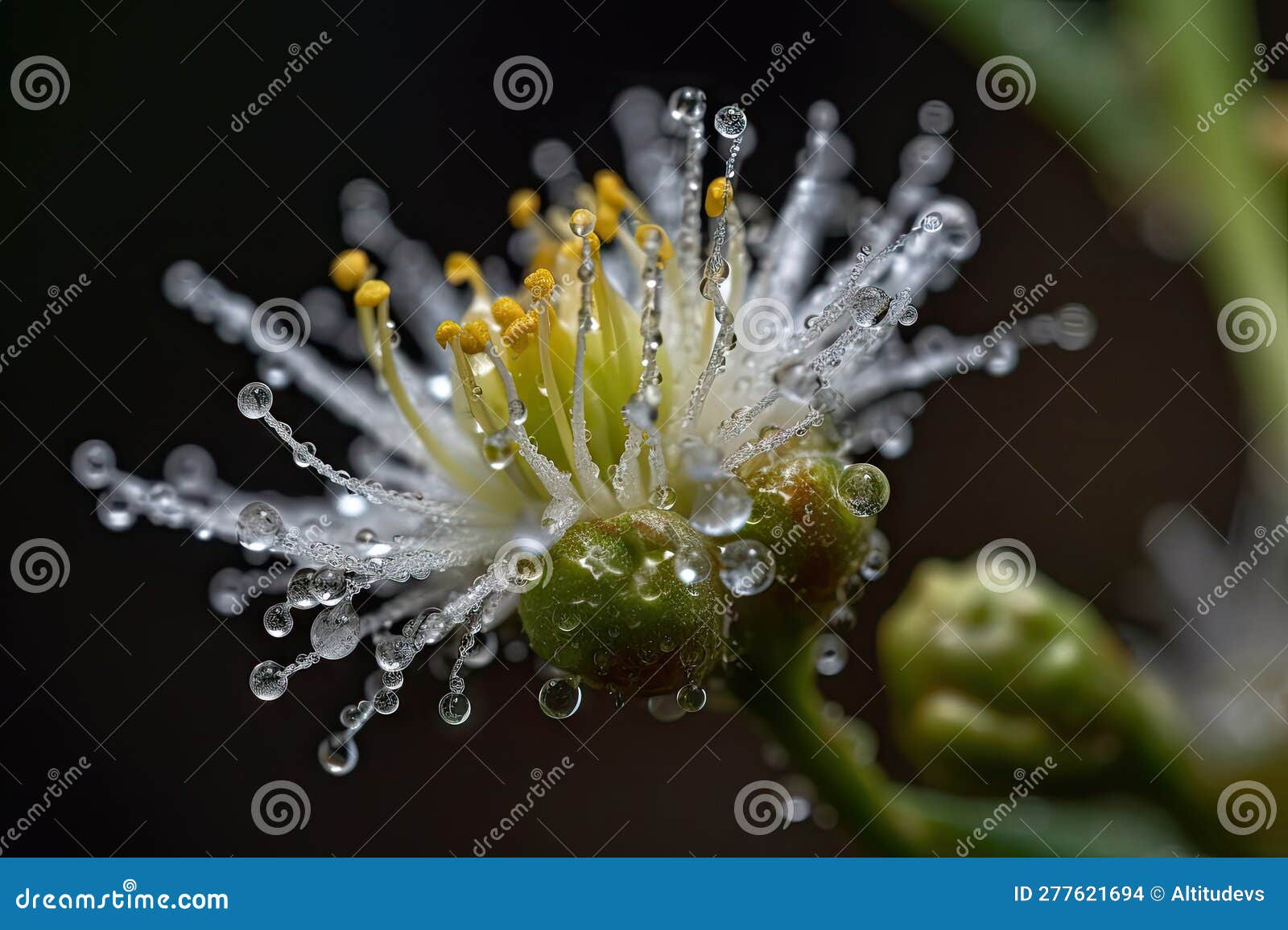 Close-up of Budding Flower, with Dewdrop on Its Petals Stock Photo ...