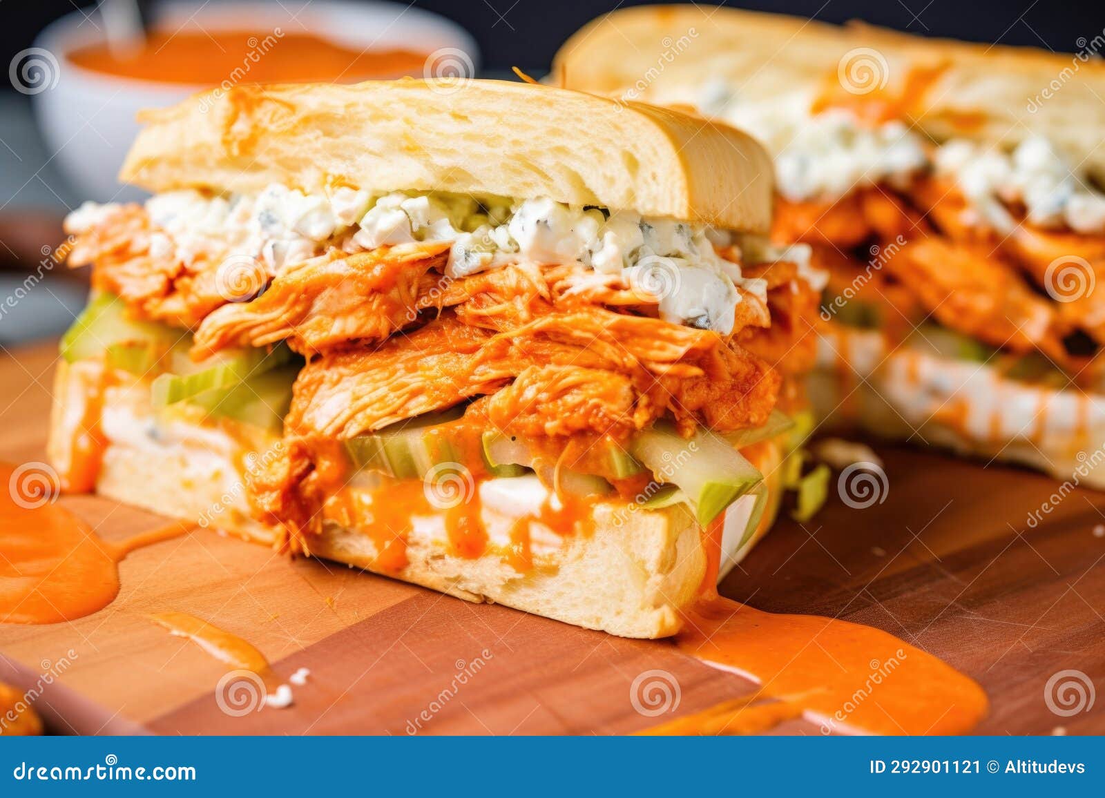 Close Up of a Buffalo Sandwich with Extra Buffalo Sauce Stock Image ...