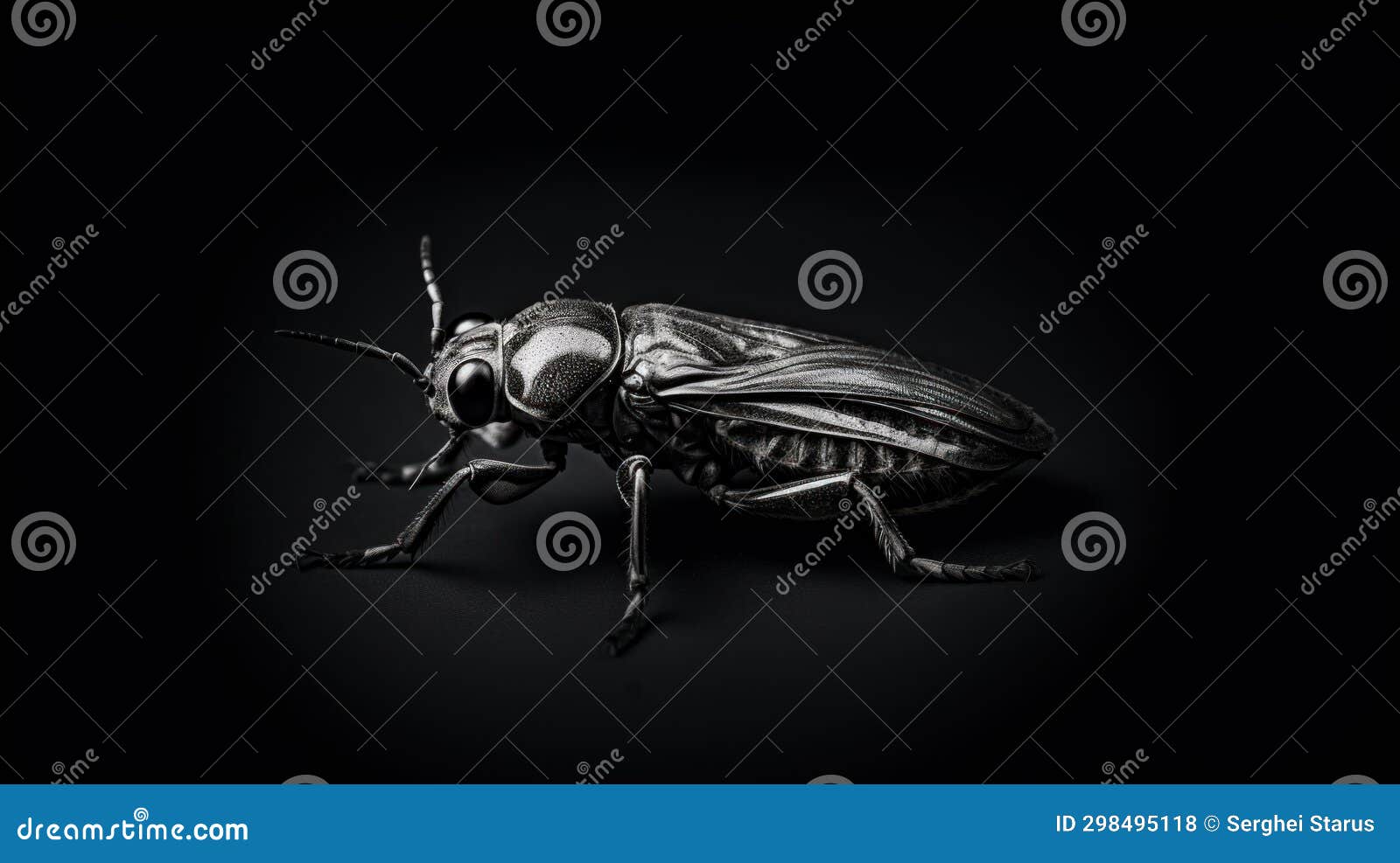 A Close Up of a Bug on a Black Background, AI Stock Photo - Image of ...