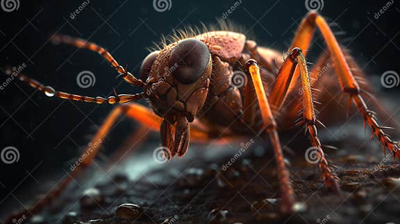 A Close Up of a Bug on a Black Background with Drops of Water Stock ...