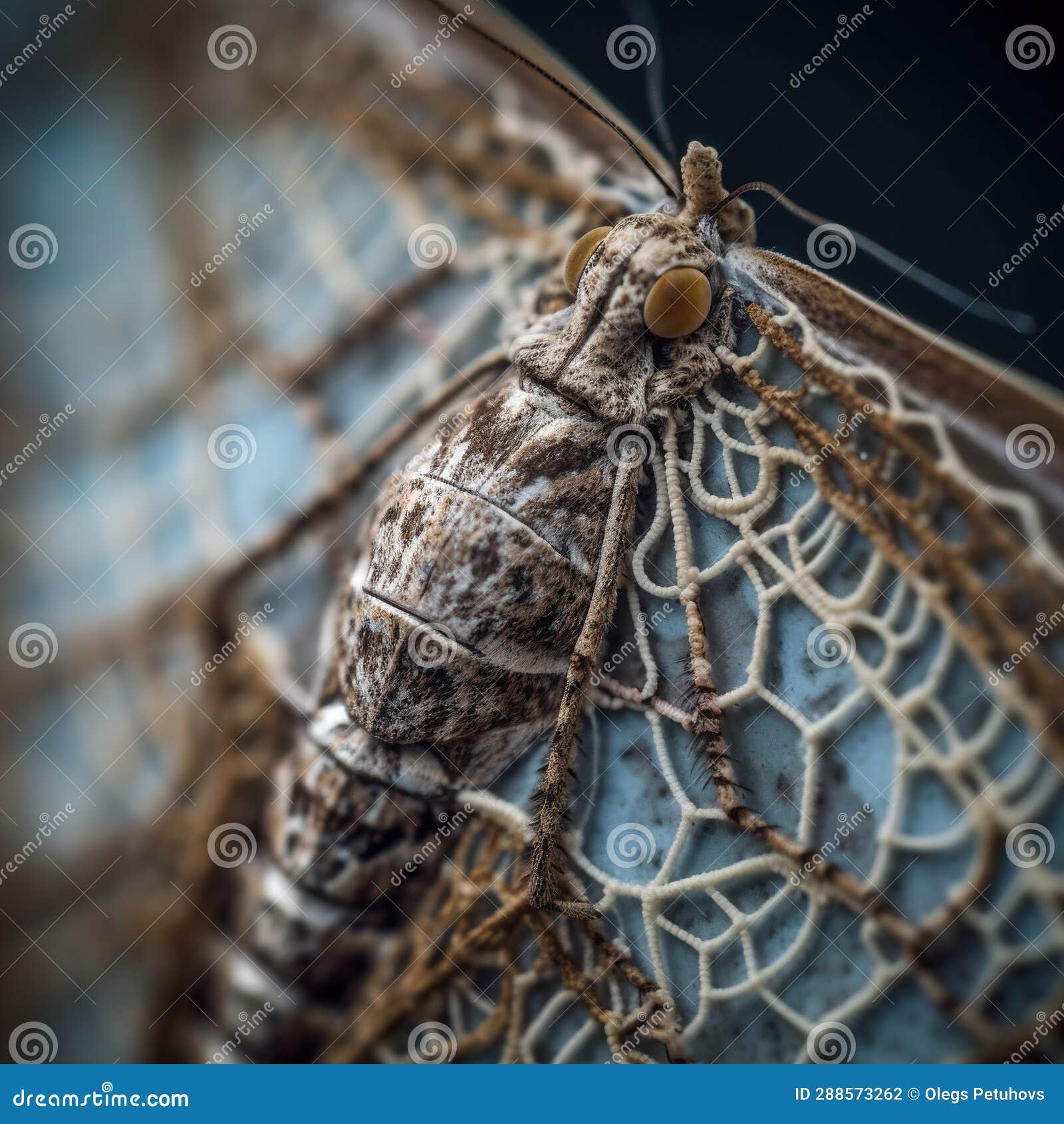 A Close Up of a Bug on a Blue Object with a Black Background Stock ...
