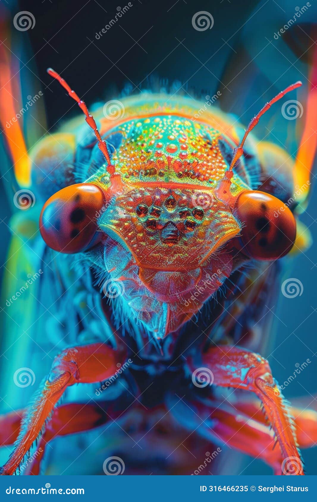 A Close Up of a Bug with Bright Colors and Big Eyes, AI Stock ...