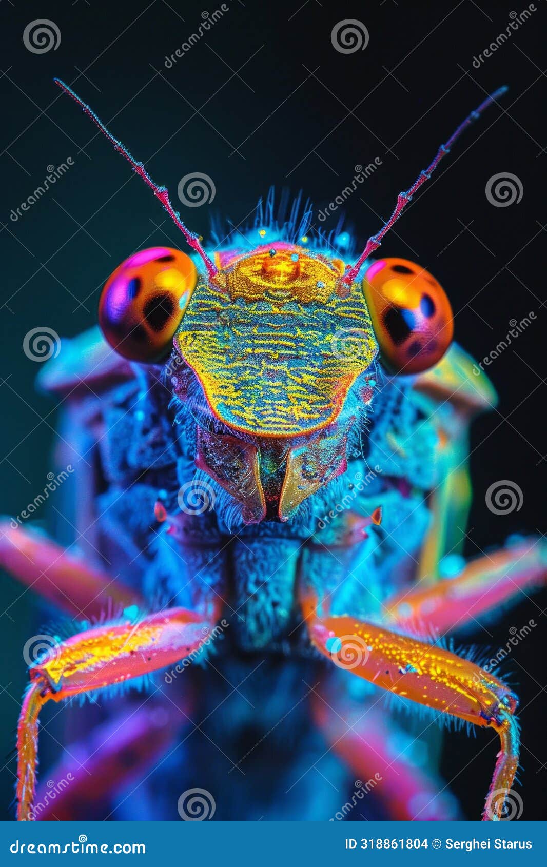 A Close Up of a Bug with Bright Colors and Big Eyes, AI Stock Photo ...