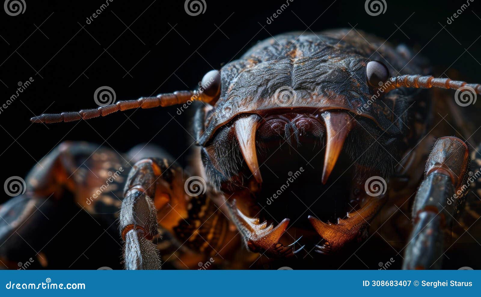A Close Up of a Bug with Its Mouth Open and Teeth Showing, AI Stock ...