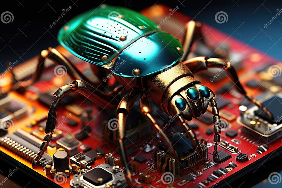 A Close Up of a Bug on a Motherboard Stock Illustration - Illustration ...