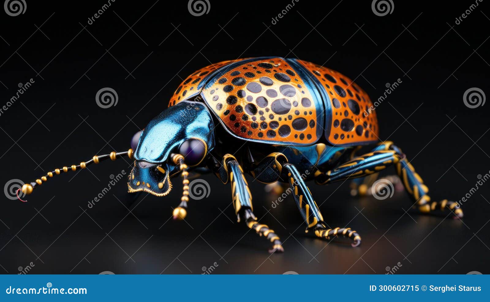 A Close Up of a Bug with Orange and Blue Spots, AI Stock Image - Image ...