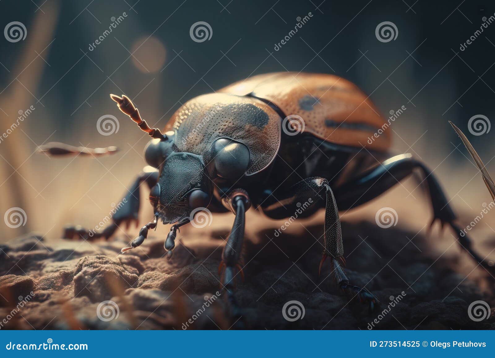 A Close Up of a Bug on a Rock with Grass Stock Illustration ...