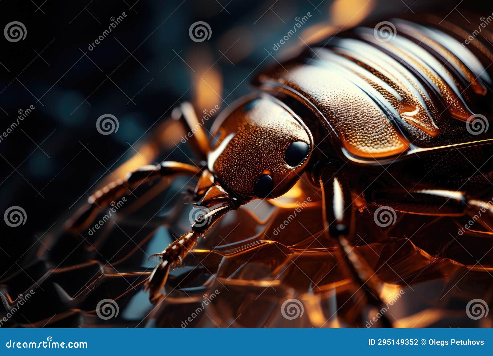 A Close Up of a Bug on a Shiny Surface with a Blurry Background ...