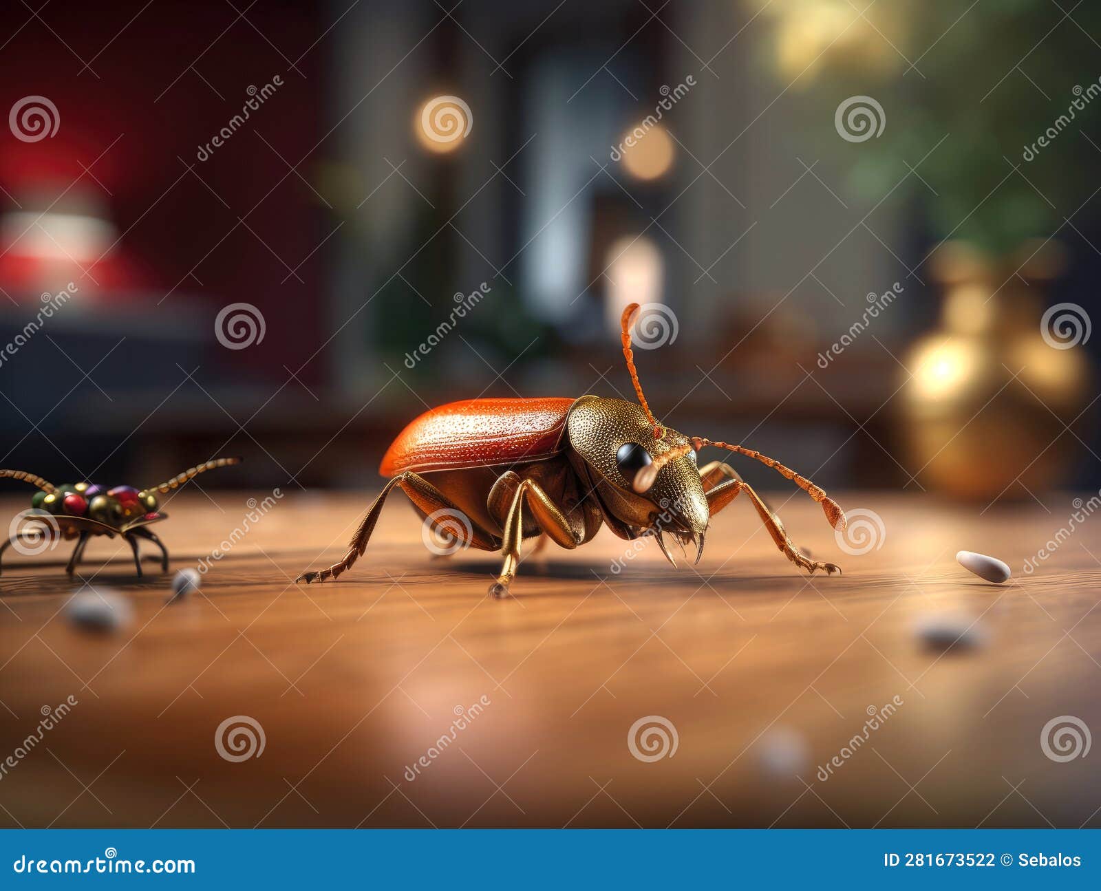 Close Up of a Bug Walkin on a Table. Generative AI Stock Illustration ...