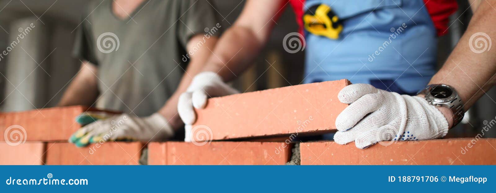 Bricklayers St Construction Site Laying Bricks Stock Photo - Image of ...