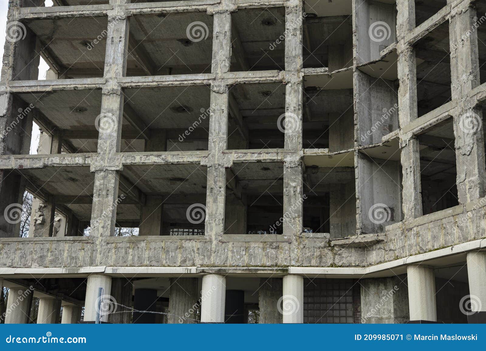Close-up on the Building that is Being Prepared for Complete Demolition ...