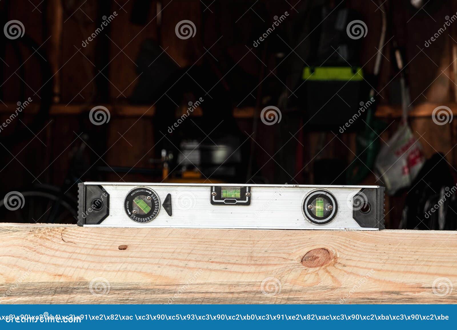 Close-up of a Building Metal Level, a Ruler Lying on the Boards ...