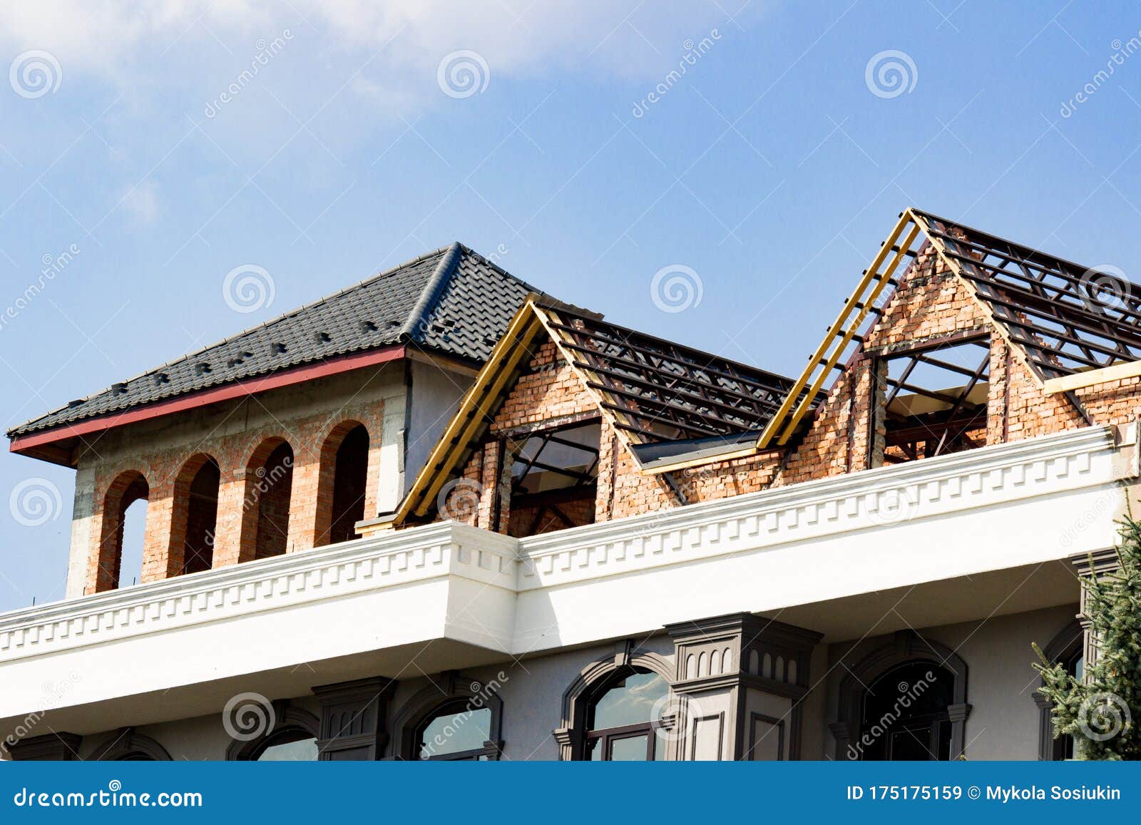 Close Up of Building a New Rooof. Construction Industry Stock Image ...
