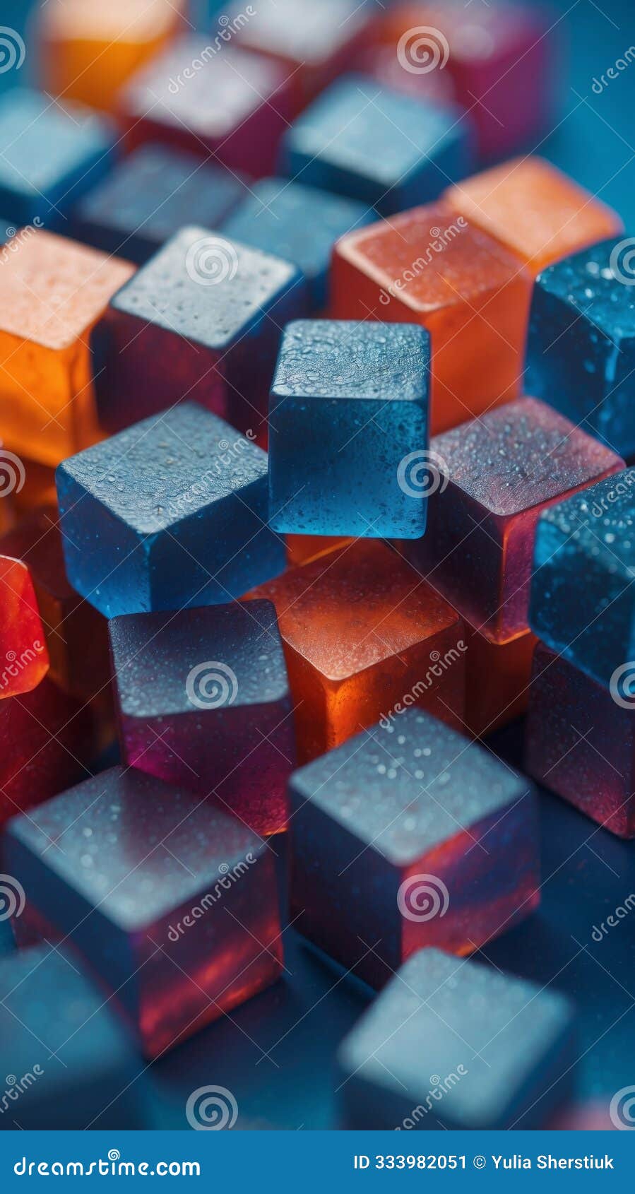 A Close Up of a Bunch of Cubes with a Blue Background. Stock ...