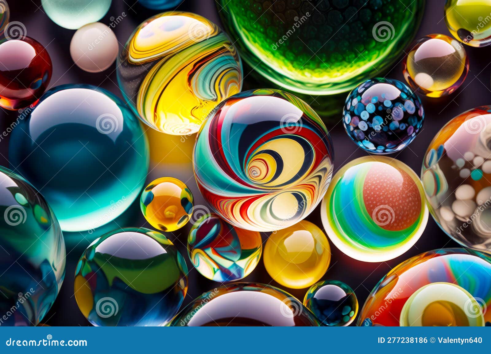 Close Up of Bunch of Different Colored Marbles on Table. Generative AI ...
