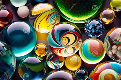 Close Up of Bunch of Different Colored Marbles on Table. Generative AI ...