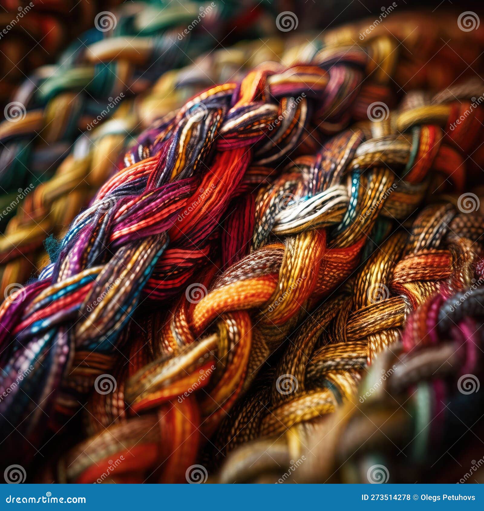 A Close Up of a Bunch of Different Colored Ropes Together Stock ...