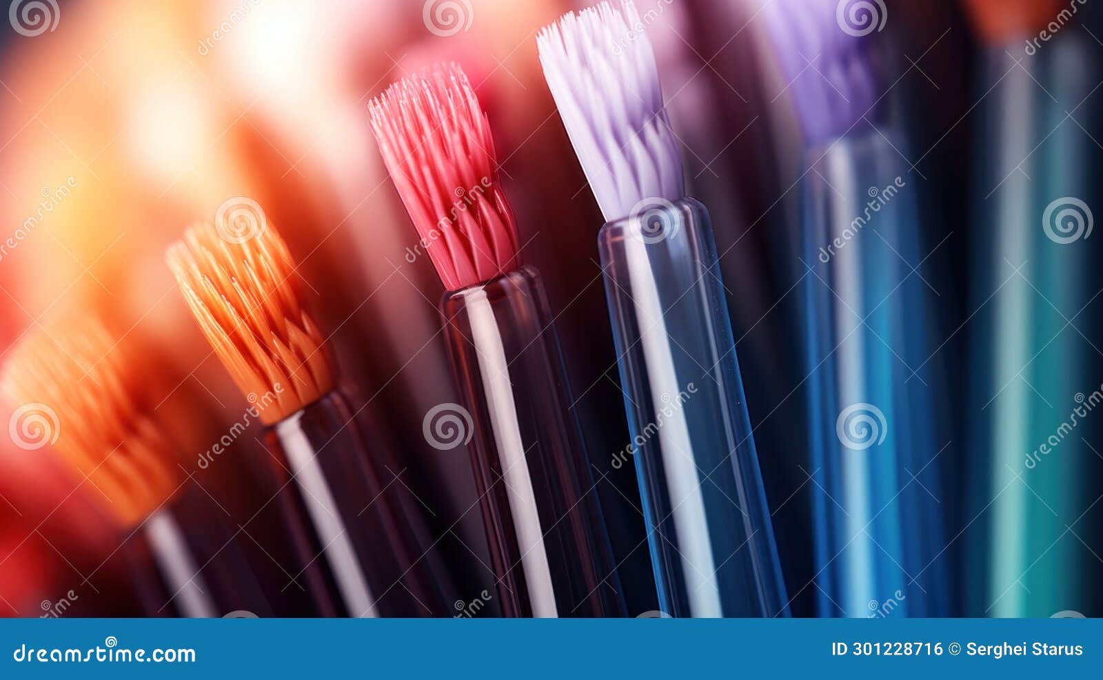 A Close Up of a Bunch of Different Colored Toothbrushes, AI Stock Photo ...
