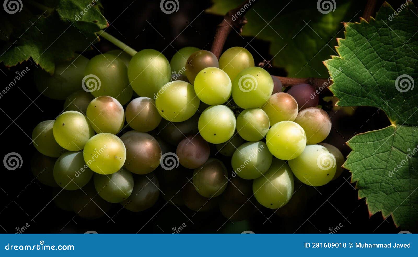 Close-up of a Bunch of Grapes on Grapevine Stock Illustration ...