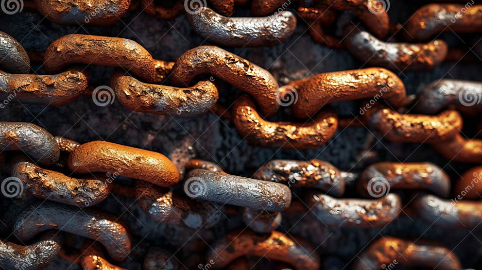 A Close Up of a Bunch of Metal Chains Stock Illustration - Illustration ...