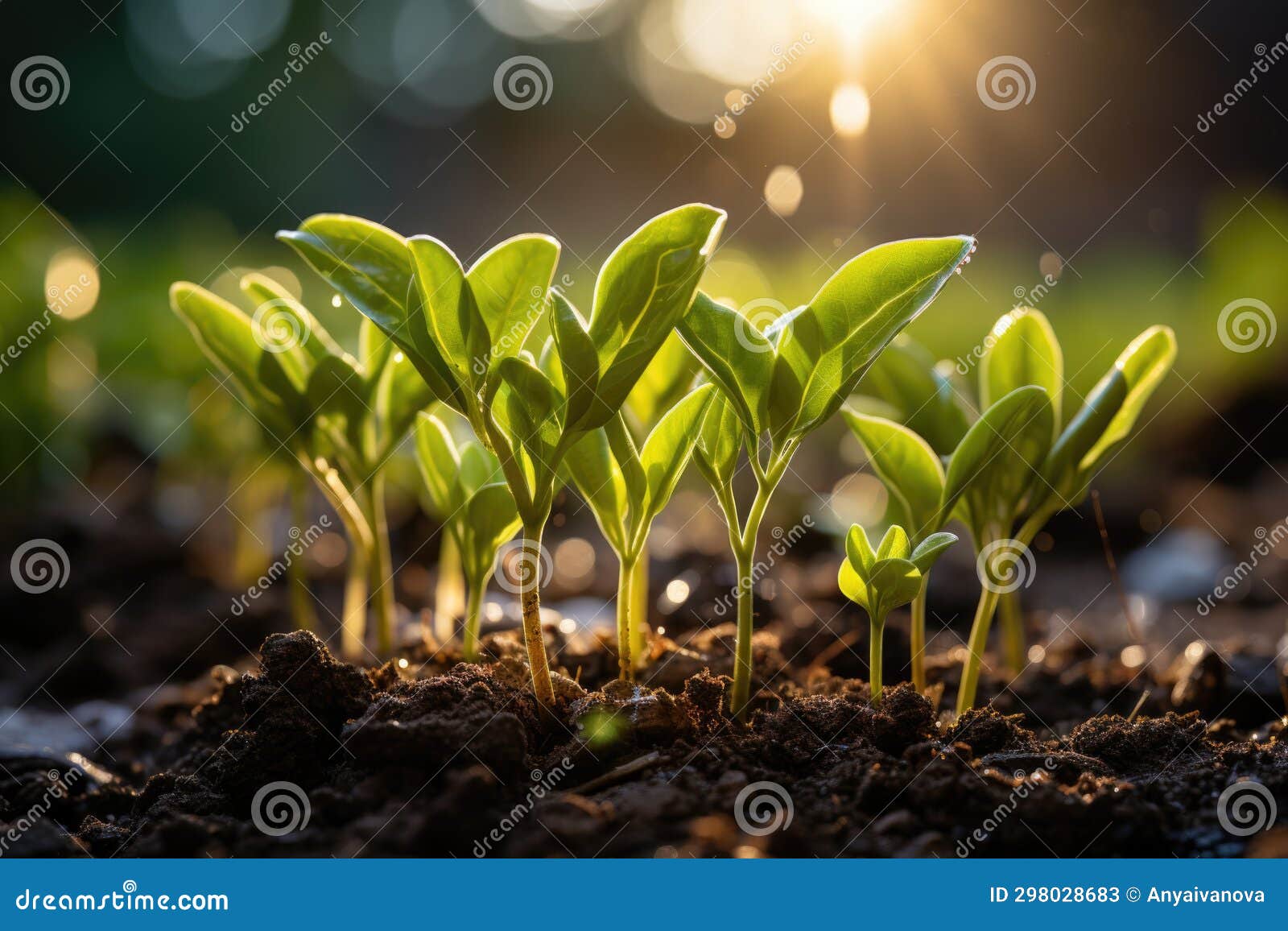 A Close Up of a Bunch of Small Plants, Springtime Sprouts Growing on a ...