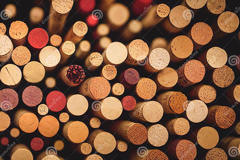 A Close Up of a Bunch of Wine Corks with a Red Dot in the Middle of the ...
