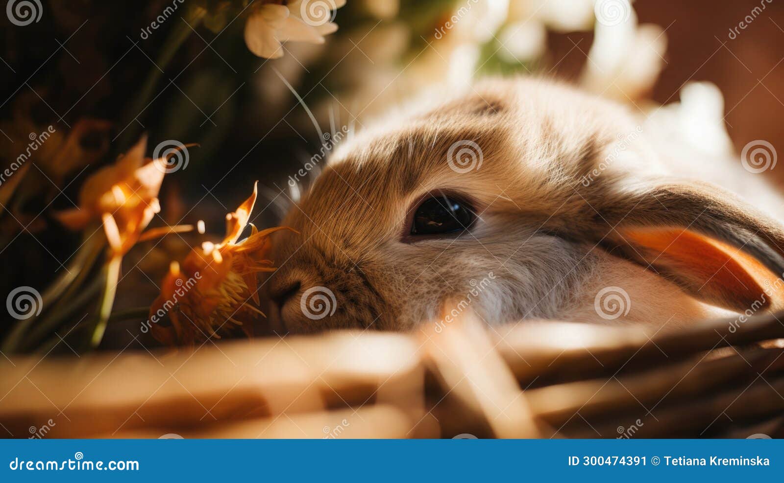 Close-up of a Bunny Rabbit, Blurred Background of Easter Decorations ...