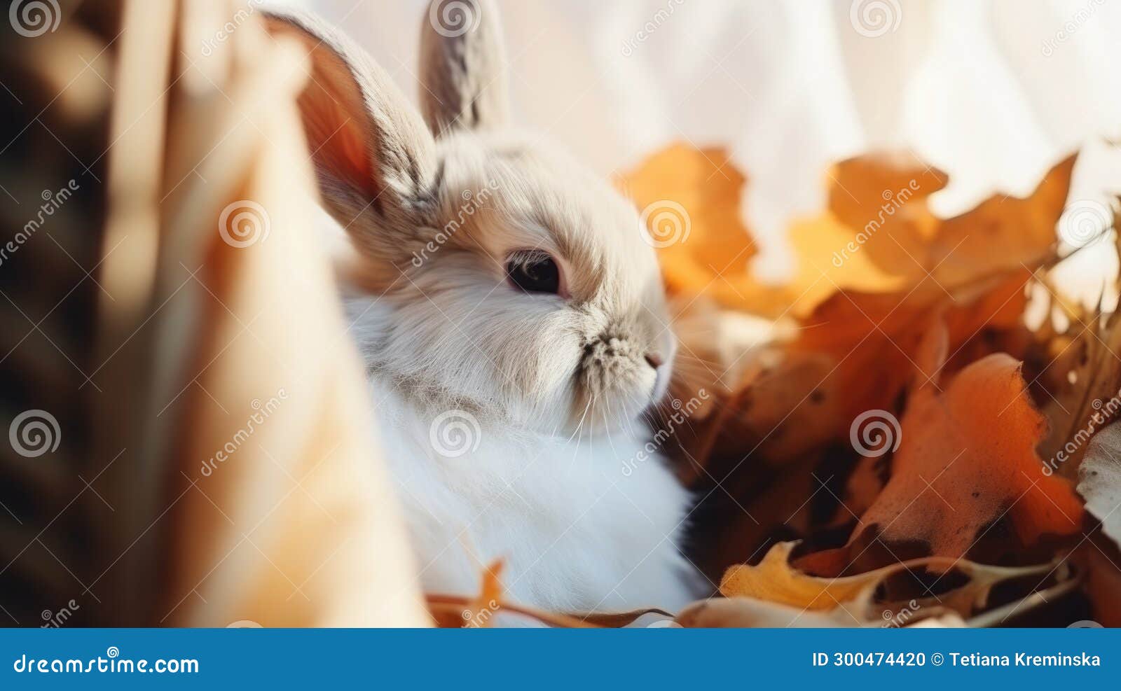Close-up of a Bunny Rabbit, Blurred Background of Easter Decorations ...