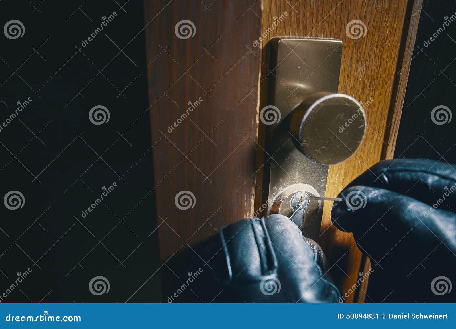 Close Up Burglar Picking a Lock Stock Image - Image of dark, hand: 50894831