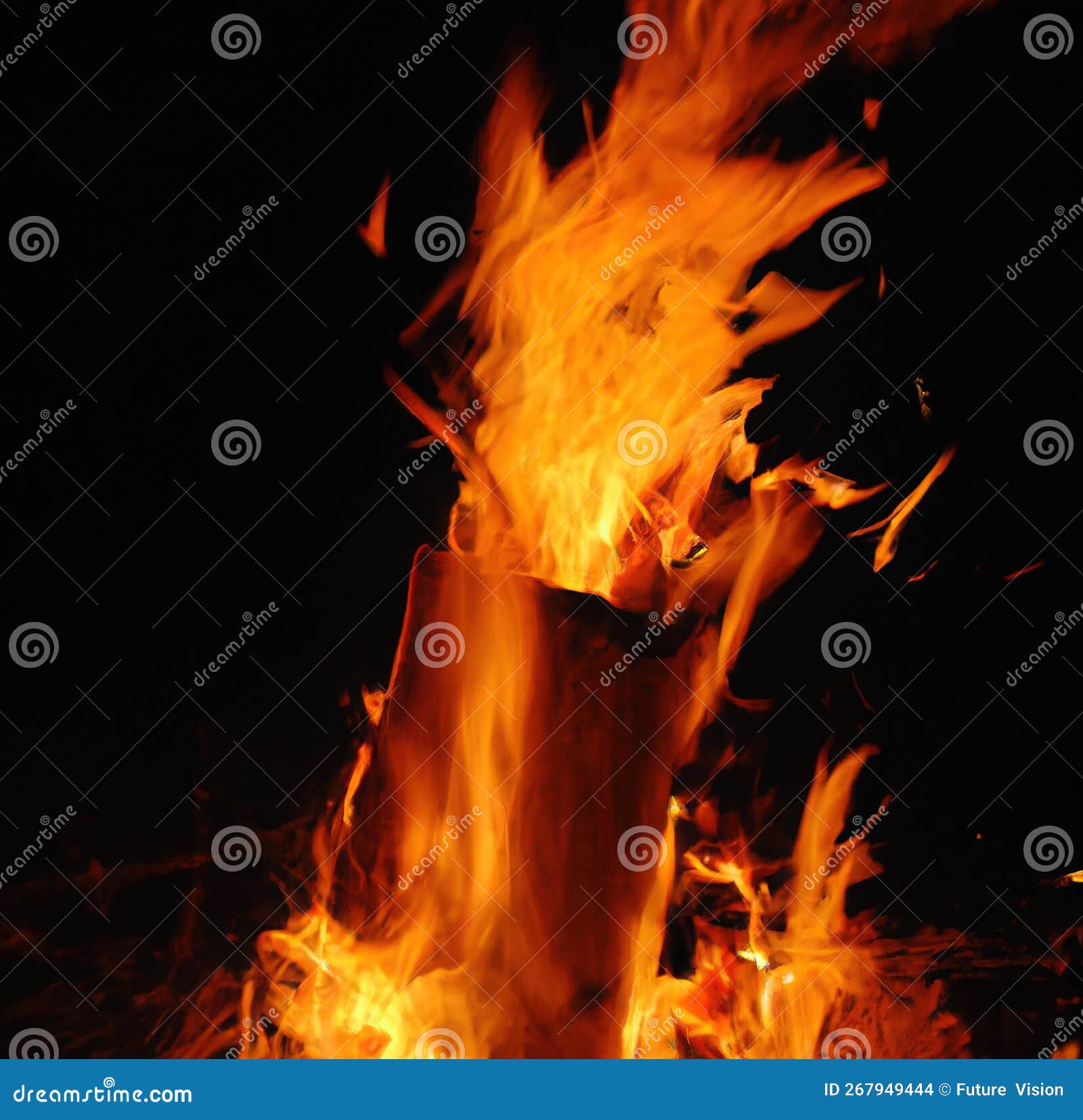 Close Up of Burning Bonfire with Branches and Orange Flames, Created ...