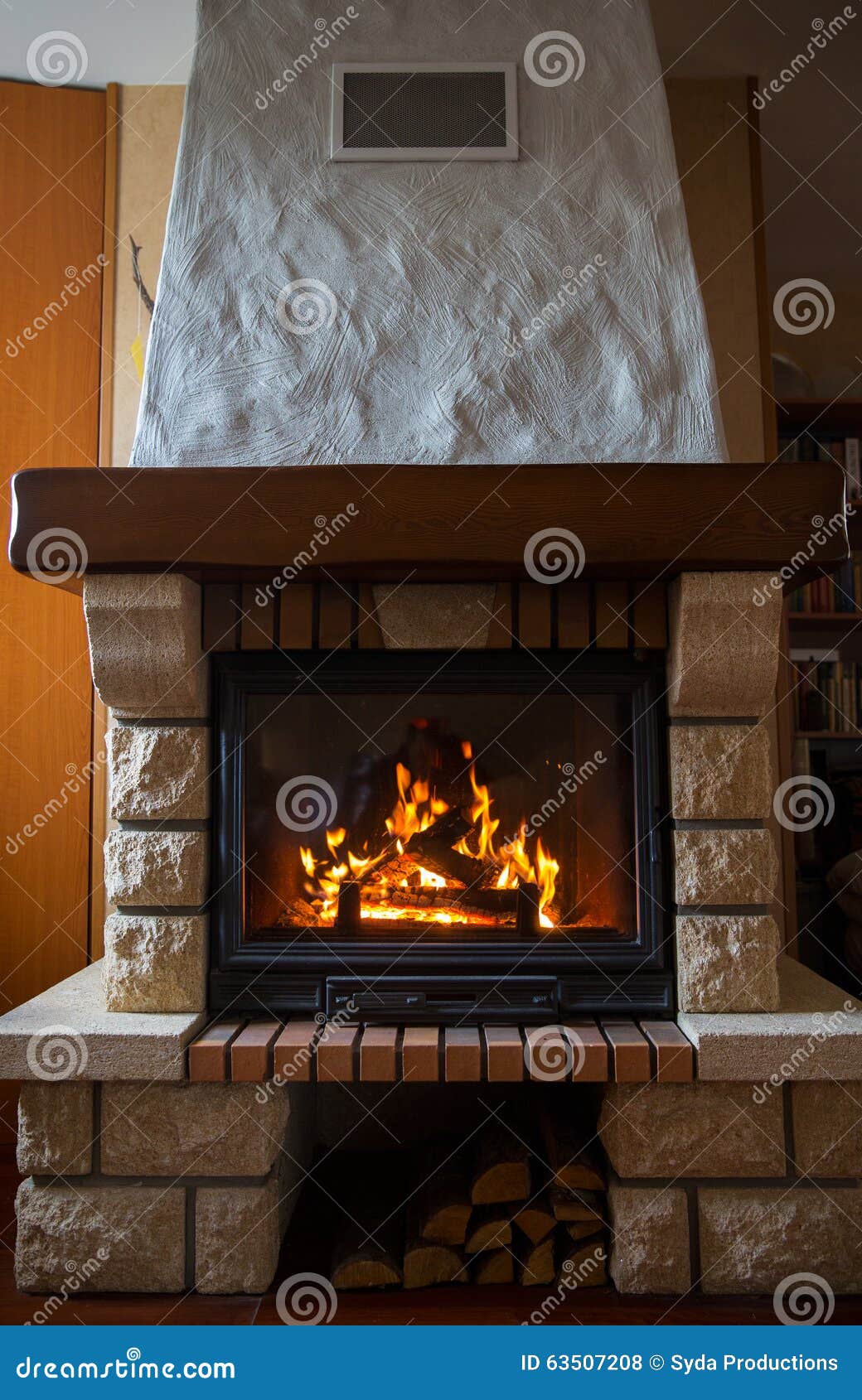 Close Up of Burning Fireplace at Home Stock Photo - Image of indoors ...