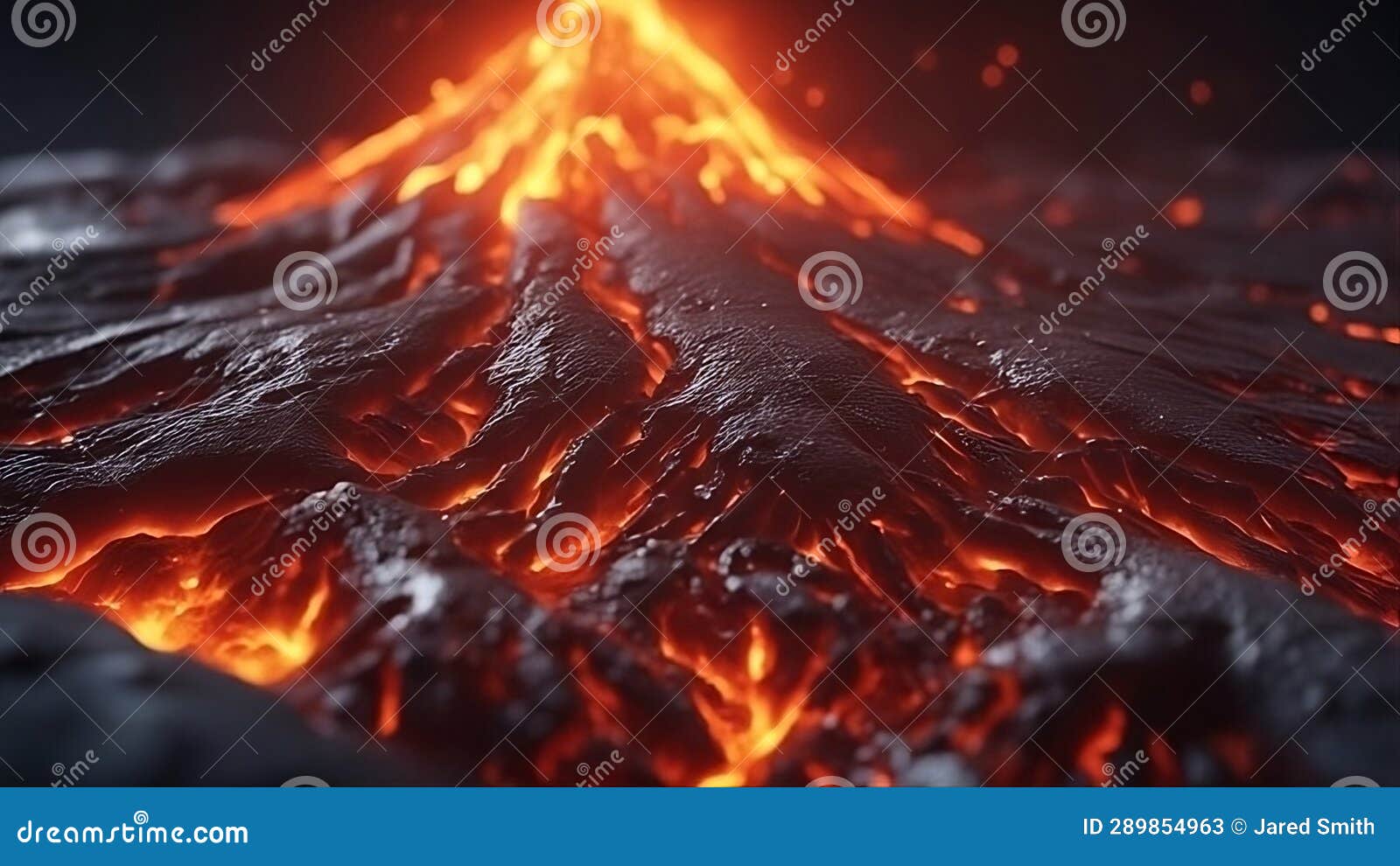 Close-up of a Burning Lava Fire, Oozing Out of the Ground and Slowly ...