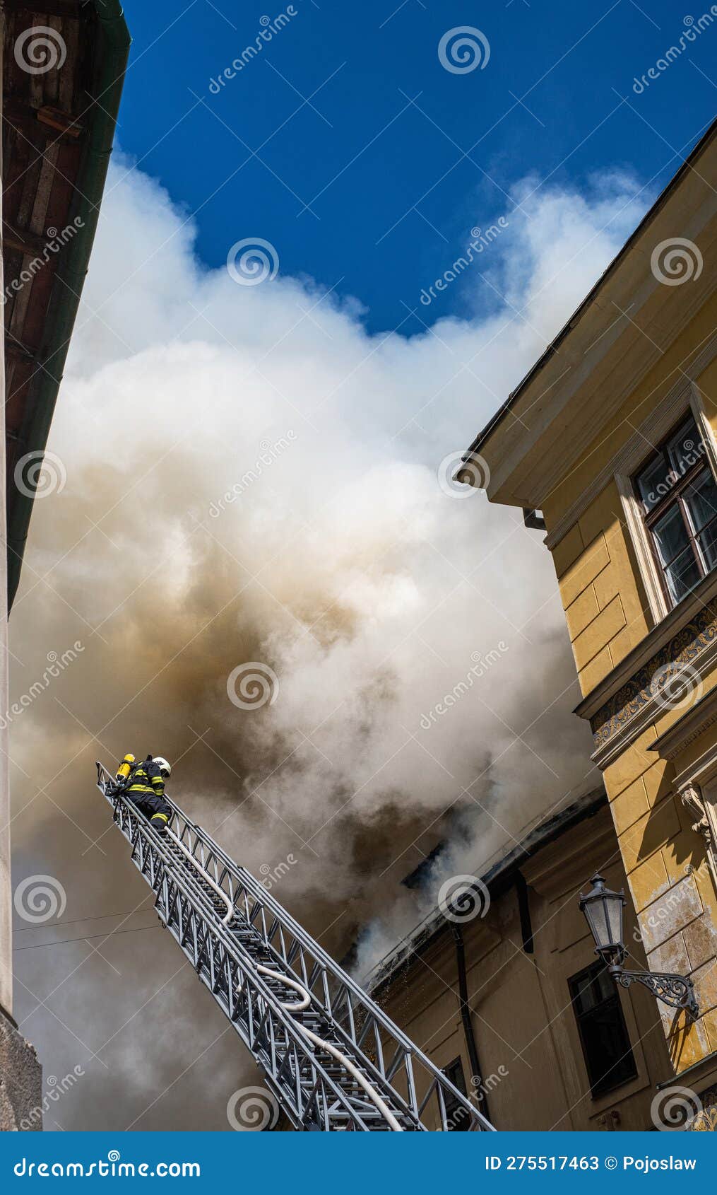 Close Up of Burning Old City Center. Stock Image - Image of flames ...
