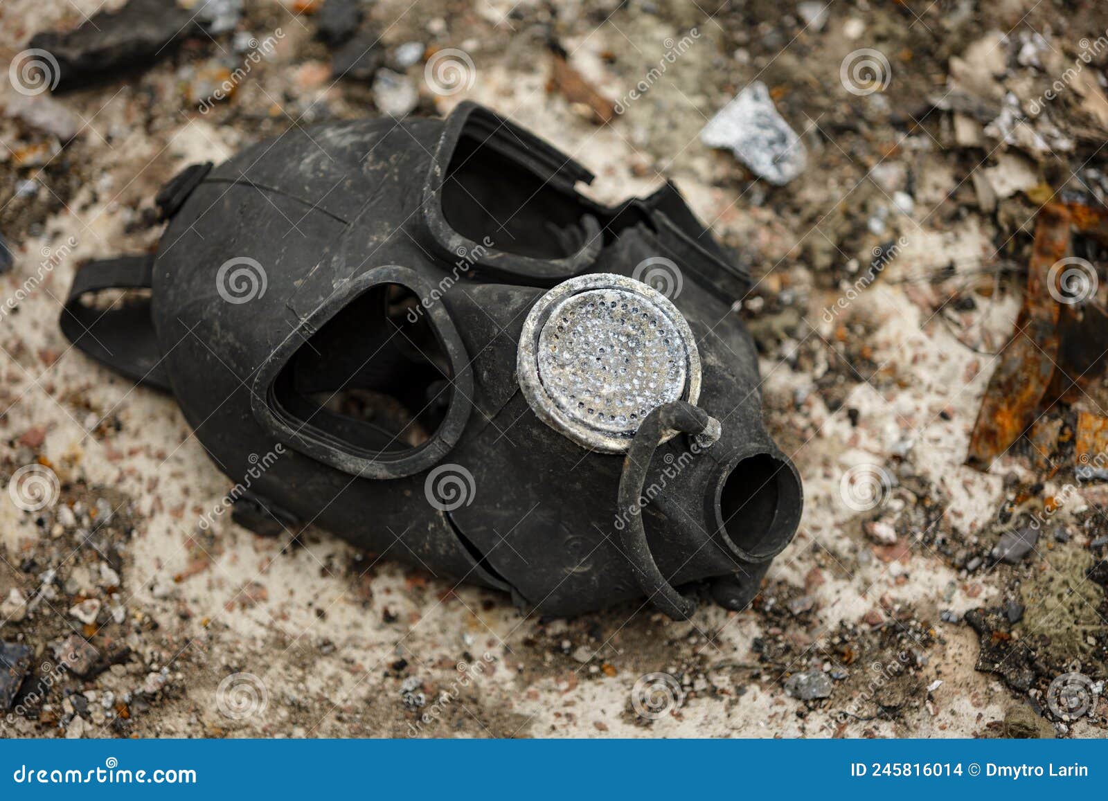 Burnt Gas Mask on the Ground Stock Photo - Image of protective, risk ...