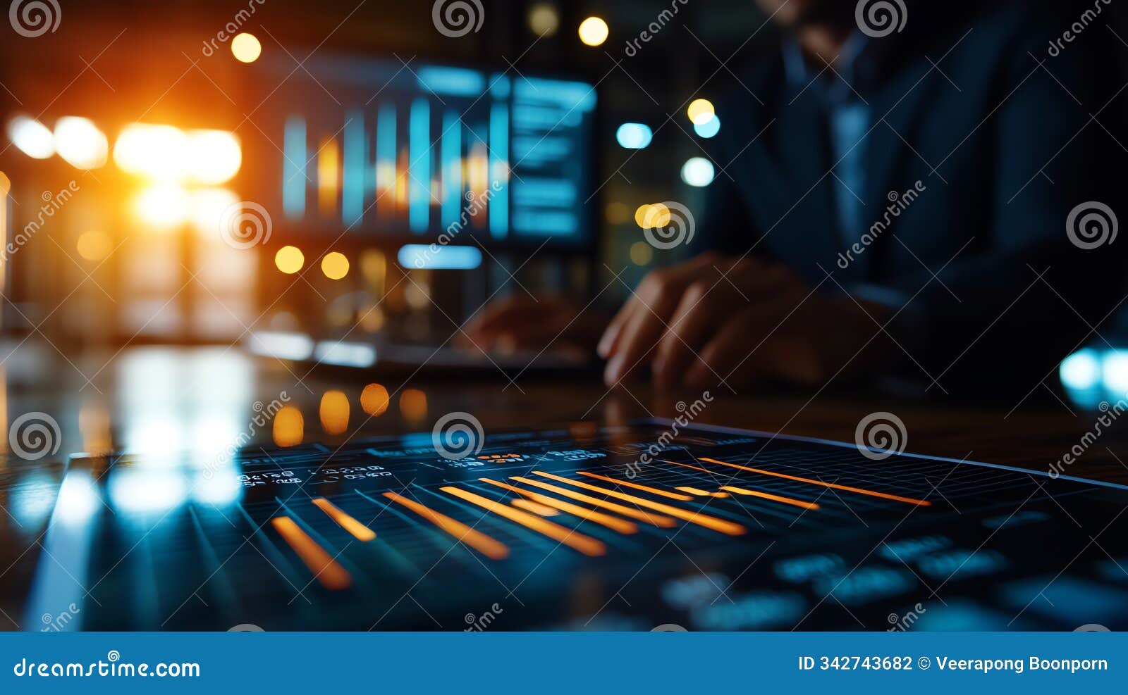 Close-up of a Business Dashboard with Graphs and Statistics in an ...