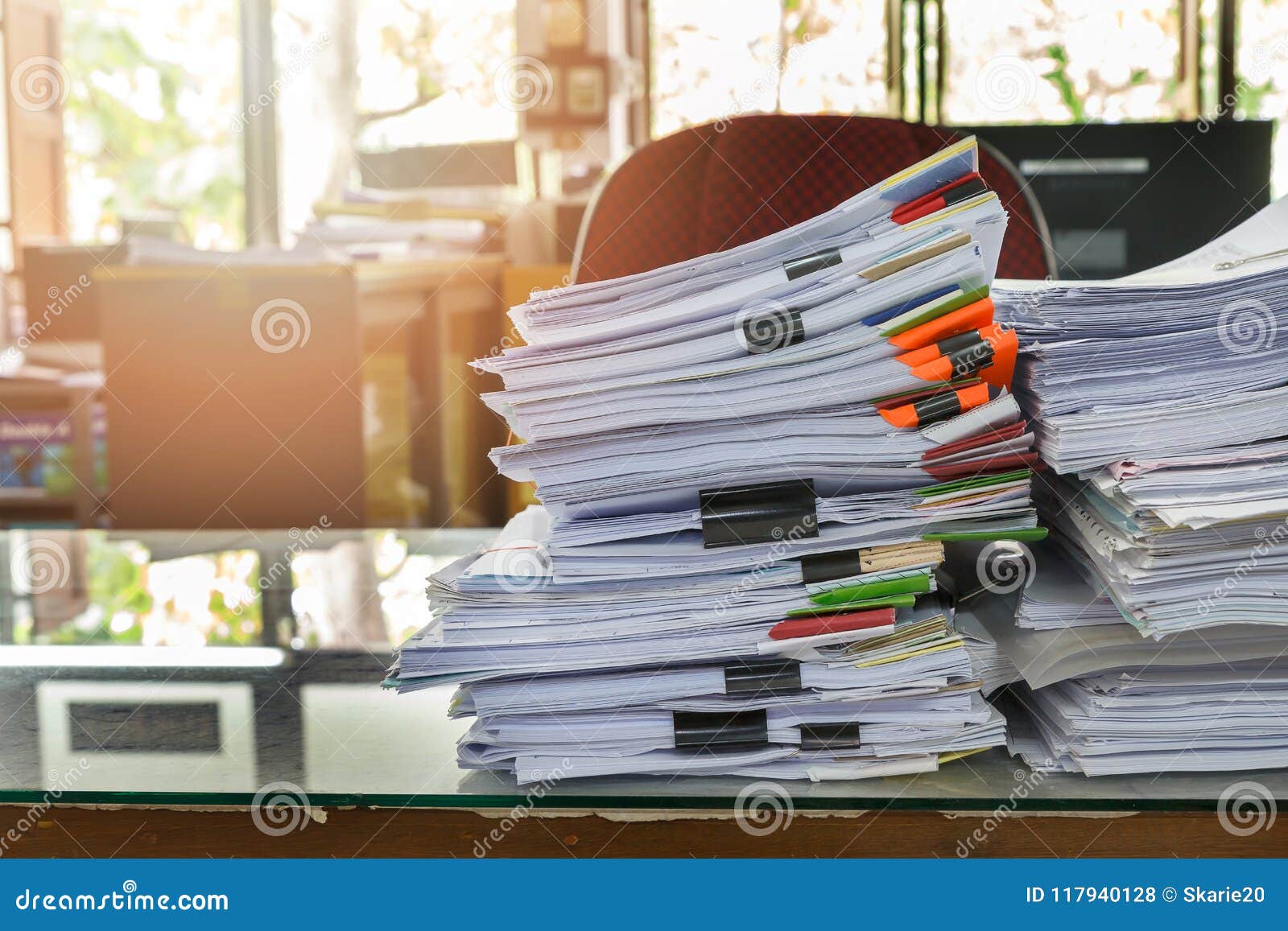 Close Up of Business Documents Stack on Desk Stock Photo - Image of ...