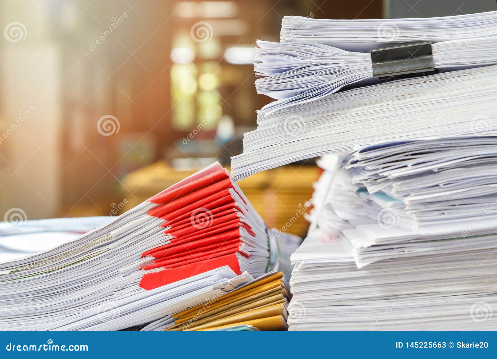 Close Up of Business Documents Stack on Desk , Report Papers Stack ...