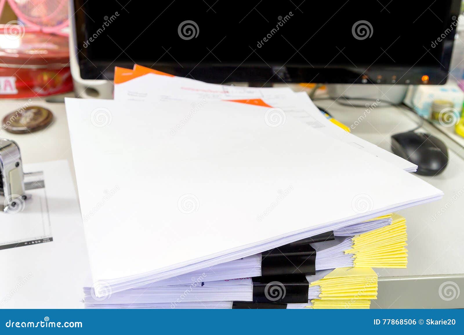 Close Up of Business Documents Stack on Desk Stock Photo - Image of ...