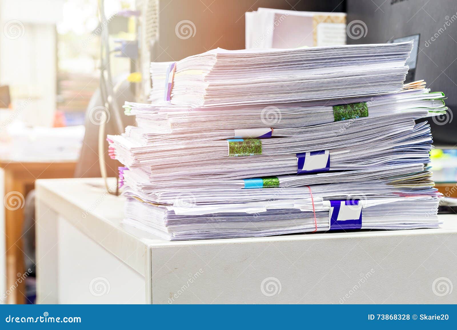 Close Up of Business Documents Stack on Desk Stock Photo - Image of ...