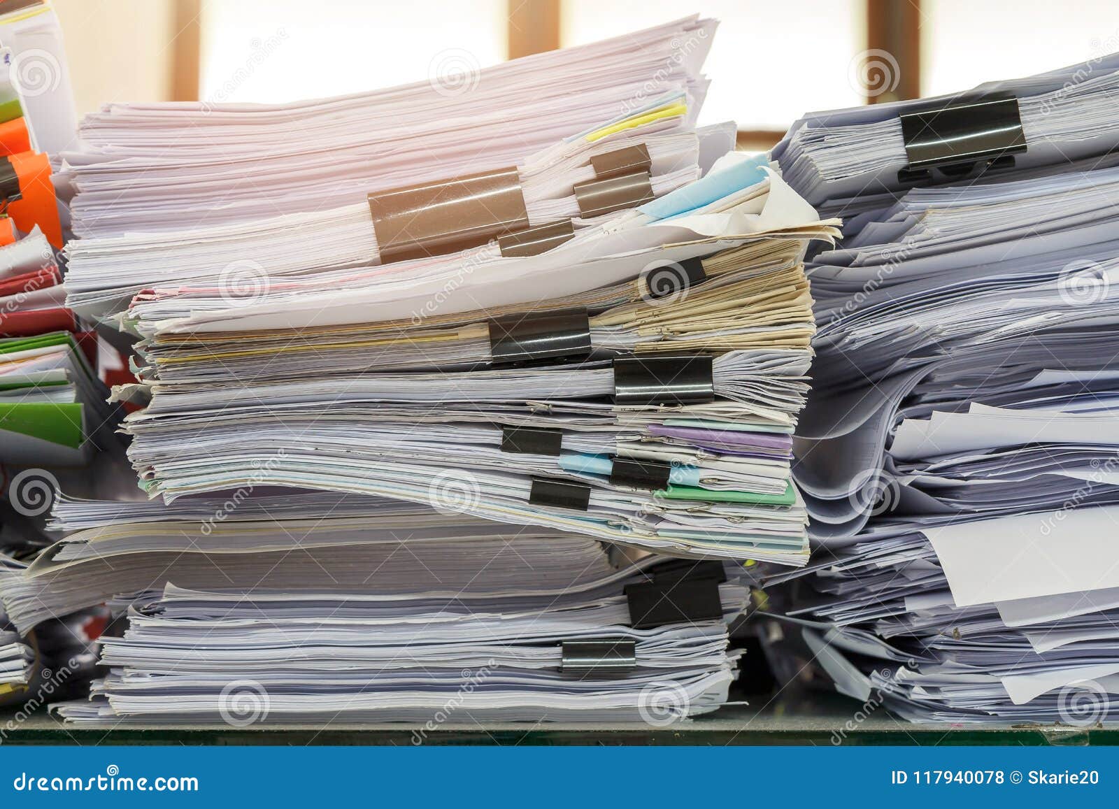 Close Up of Business Documents Stack on Desk Stock Photo - Image of ...