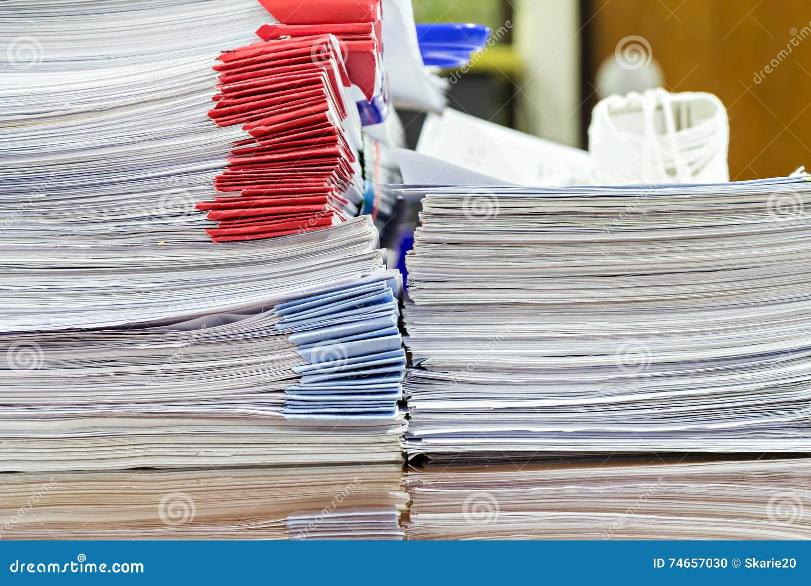 Close Up of Business Documents Stack on Desk Stock Photo - Image of ...