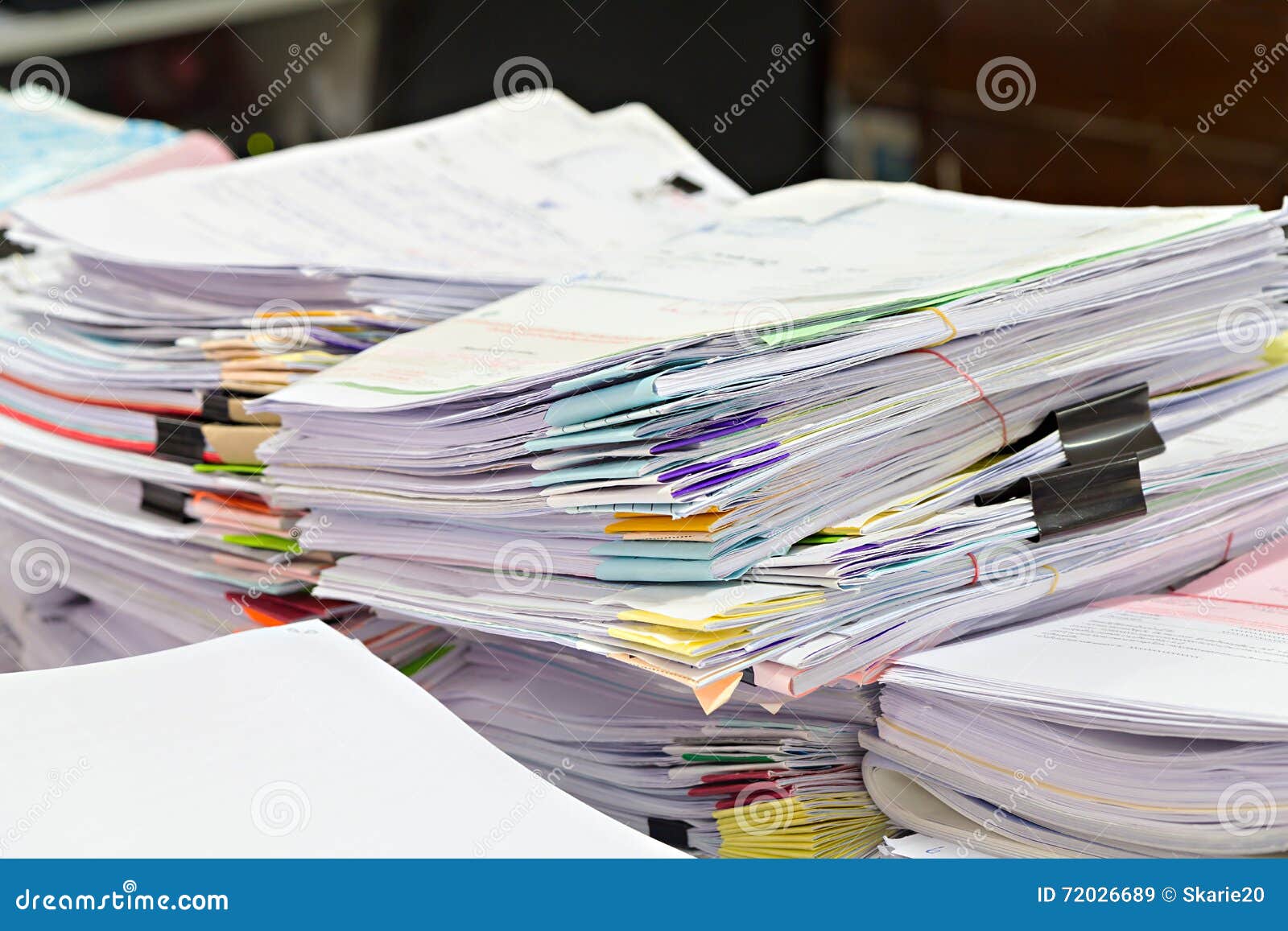 Close Up of Business Documents Stack Stock Image - Image of pile ...