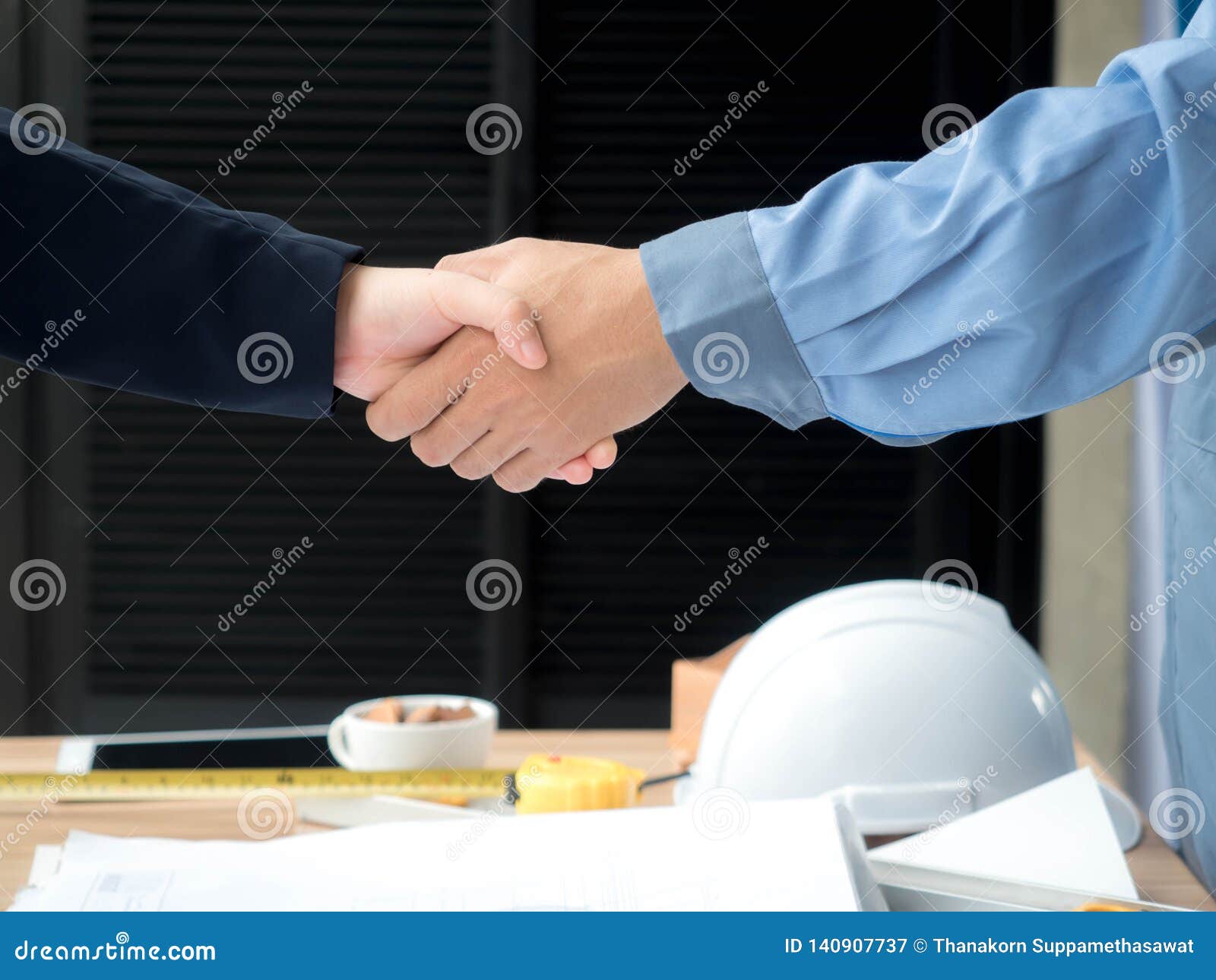 Close-up of Business Engineer Planing at Construction Site Project ...