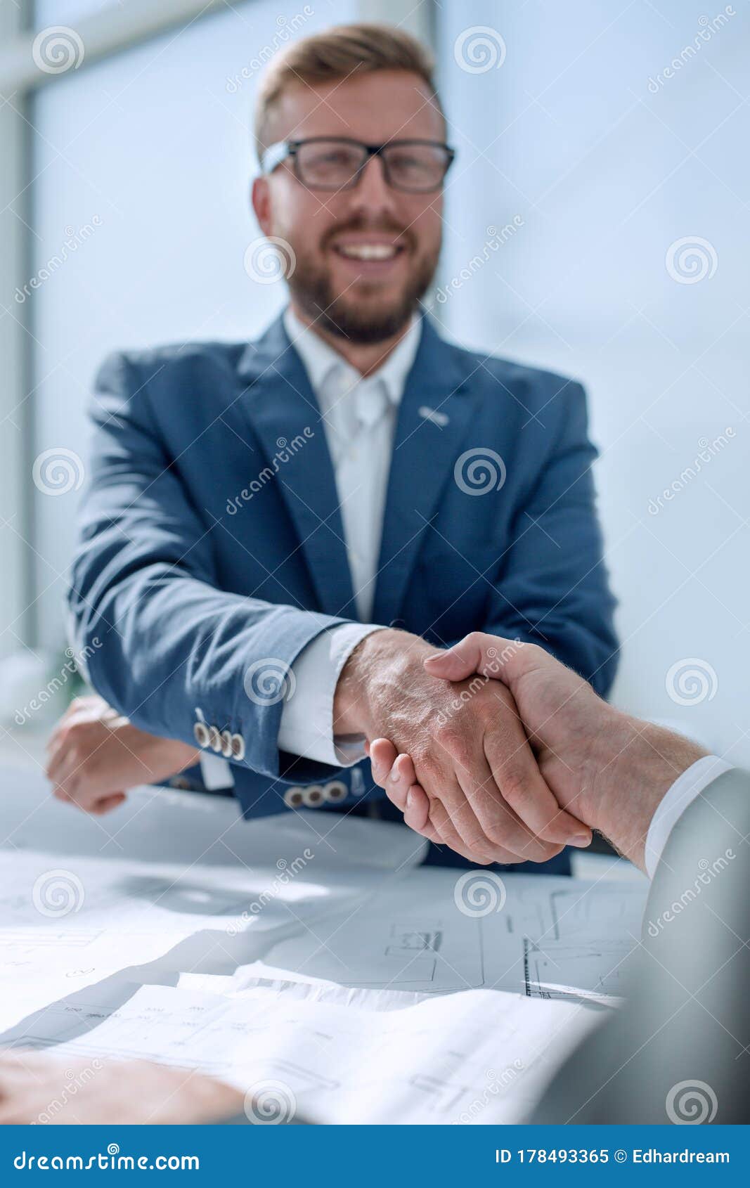 Close Up. Business Handshake Over the Desk Stock Image - Image of ...