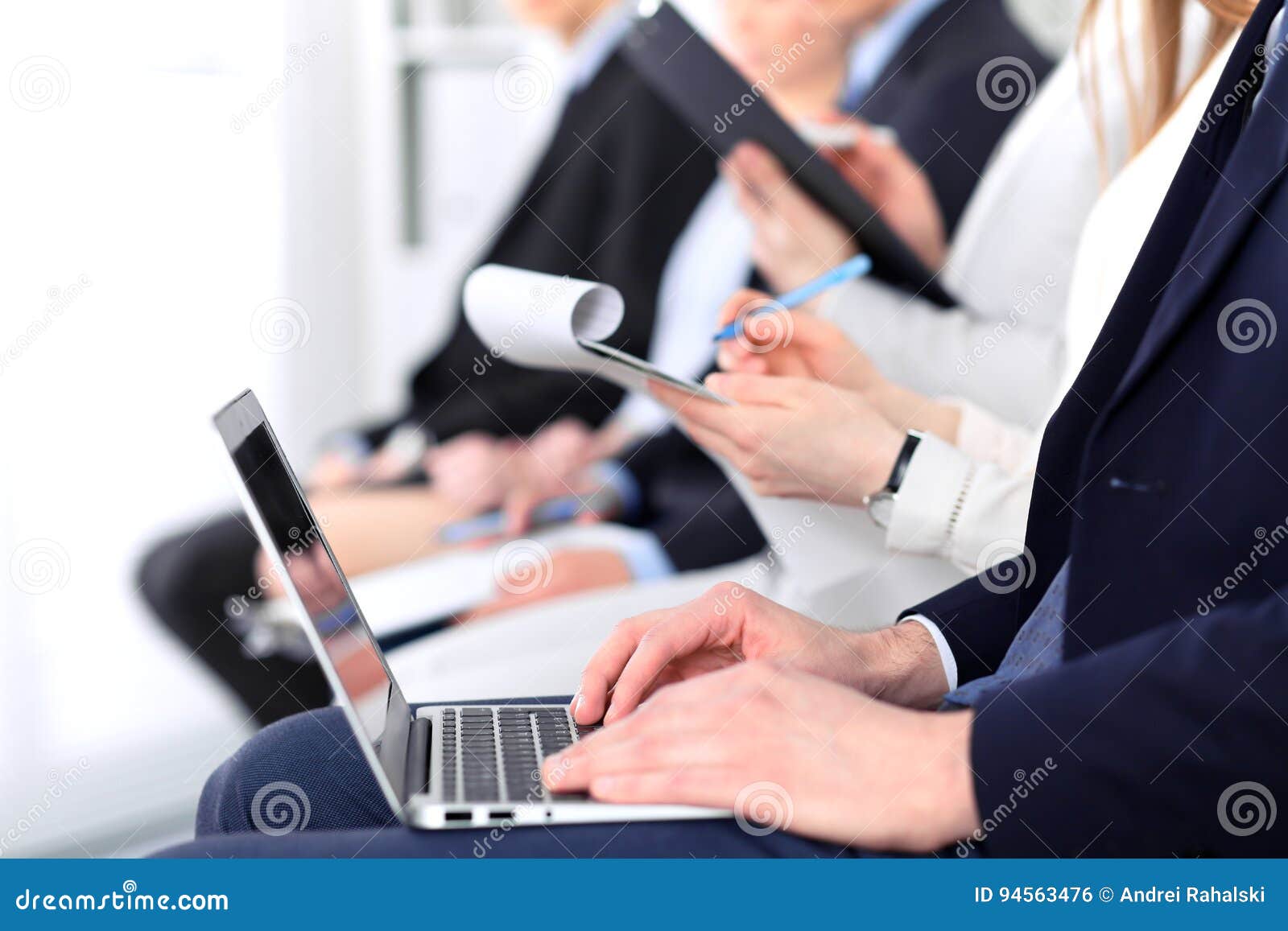 Close-up of Business Man Hands Typing on Laptop Computer at the ...