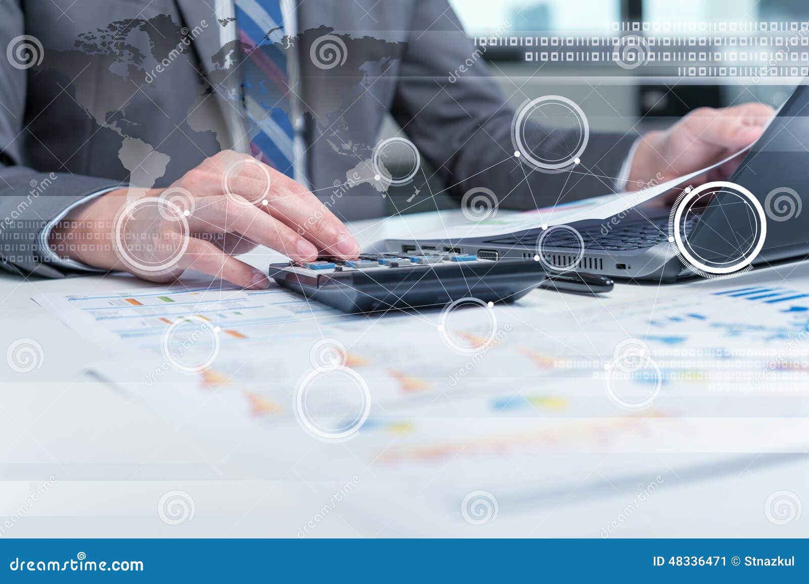 Close Up of Business Man Typing on Laptop Computer with Technology ...