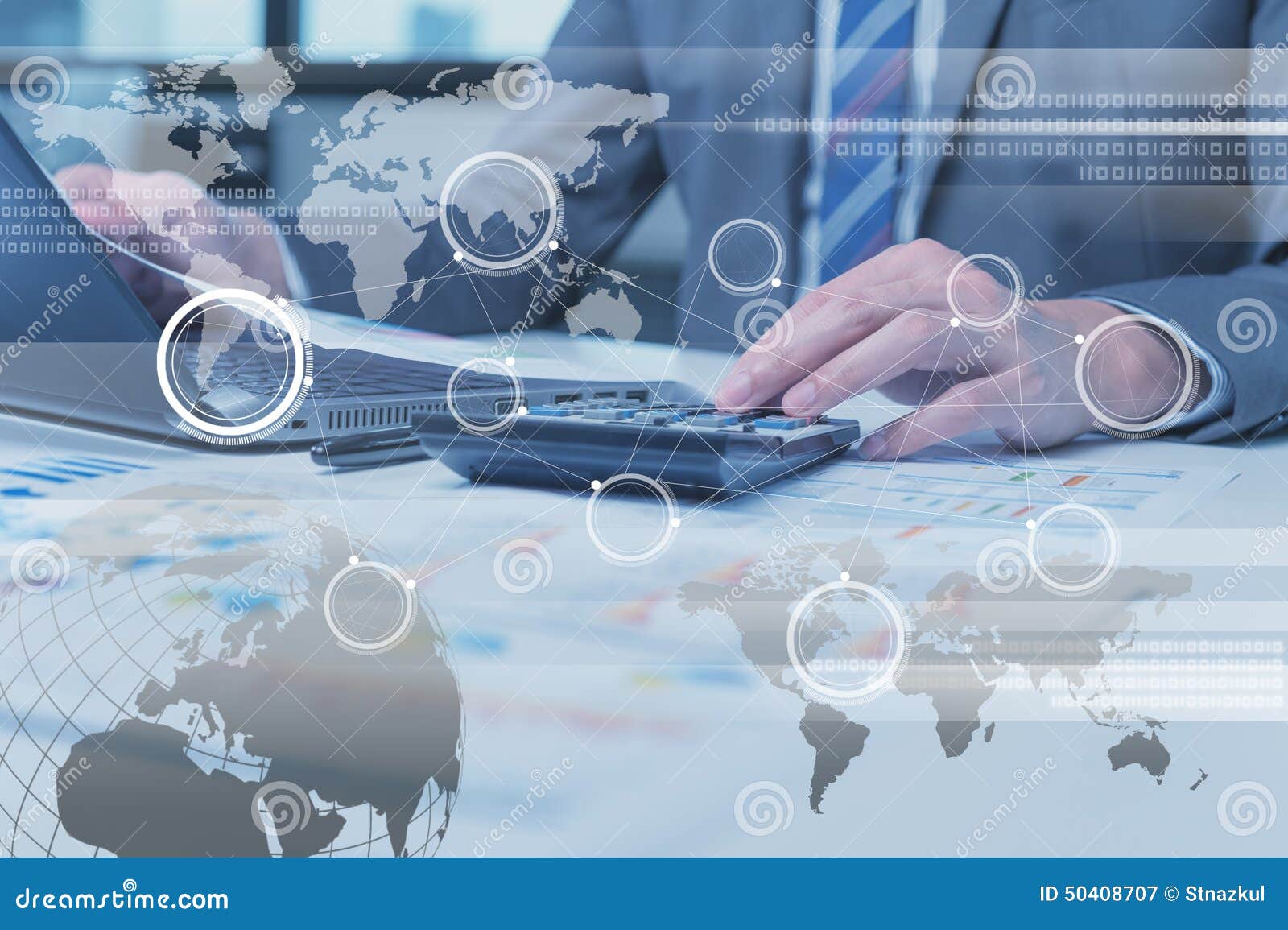 Close Up of Business Man Typing on Laptop Computer with Technology ...